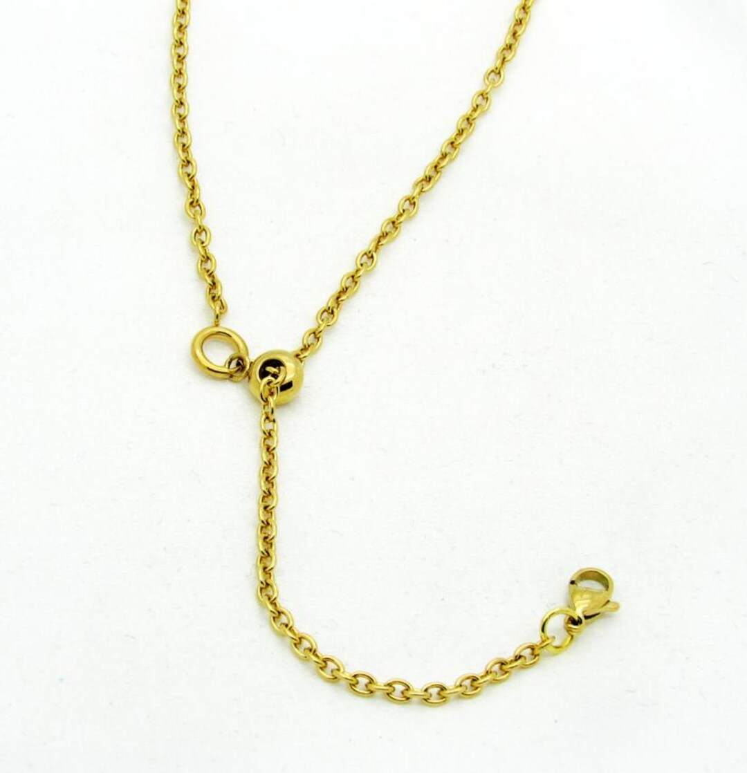 Stainless Steel Gold Adjustable Necklace Chain With Sliding Front Clasp ...