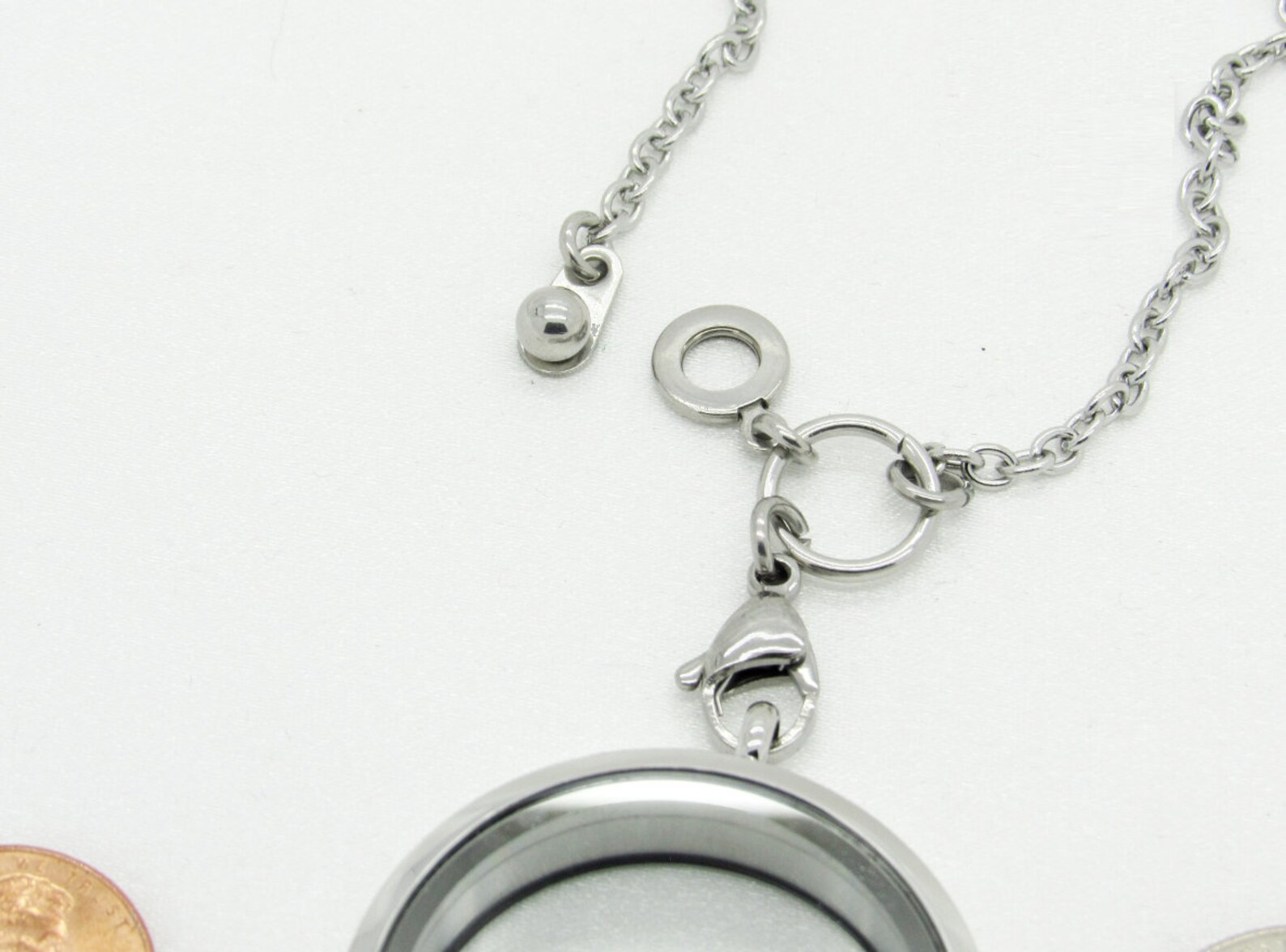 Stainless Steel Silver Floating Glass Waterproof Locket W/ Front ...
