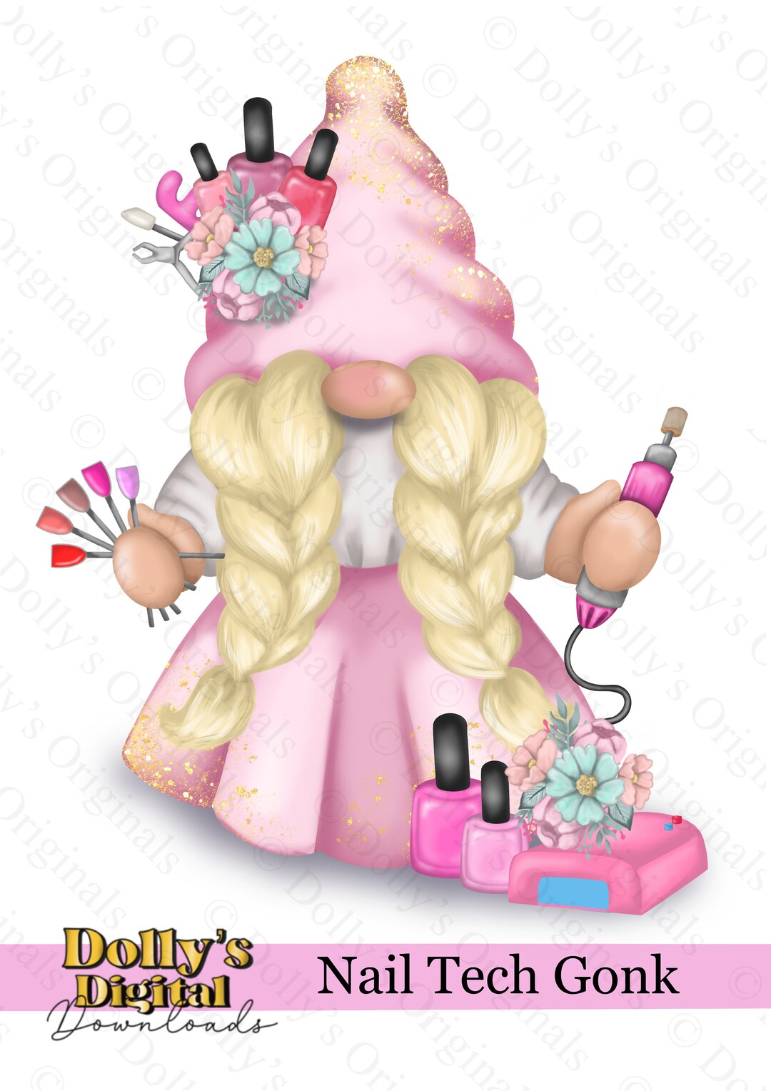 Blonde Nail Tech Gonk Beauty Gnome PNG Sublimation Clipart Digital ...