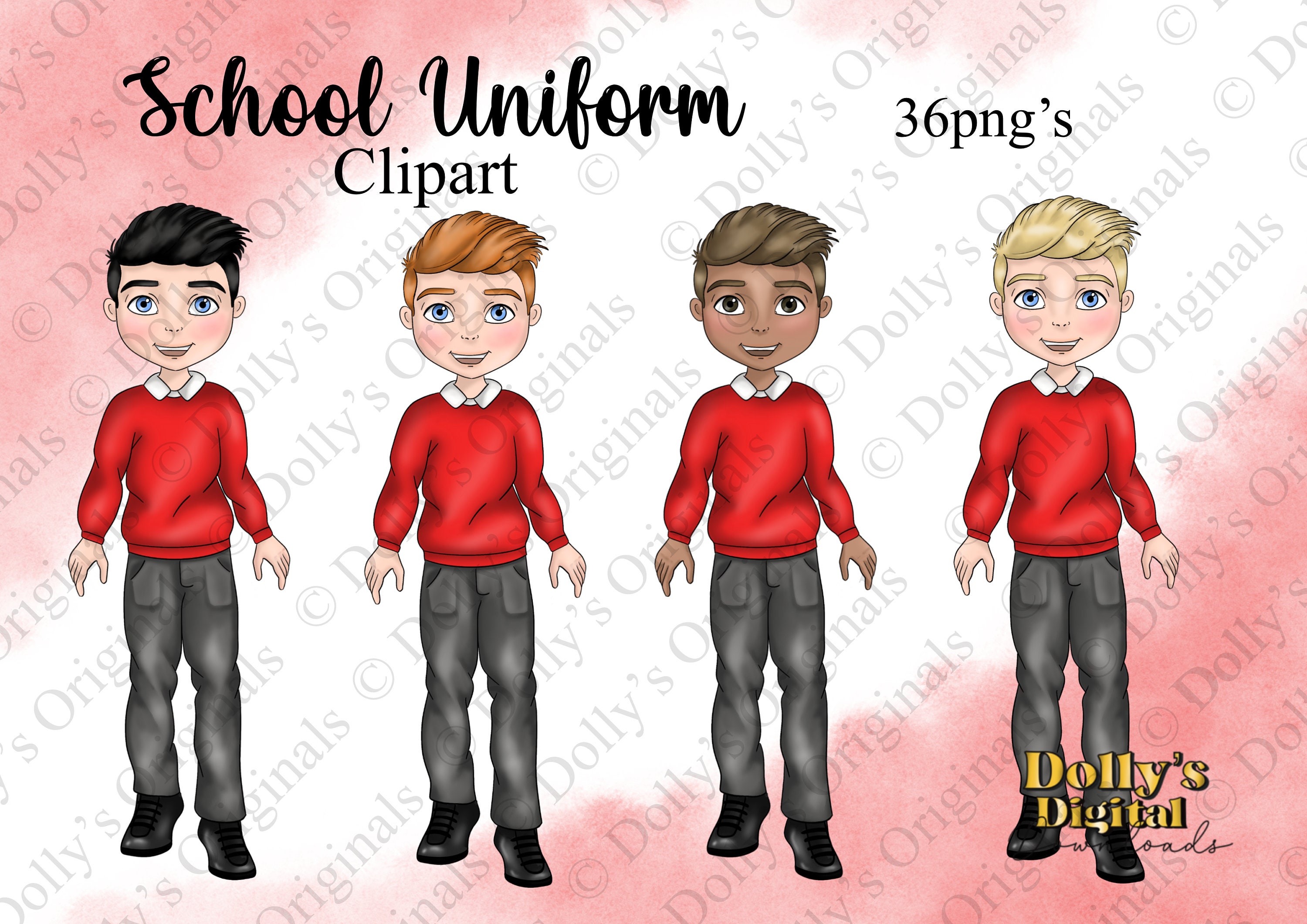 Red School Uniform Boys Character PNG Sublimation Digital Download ...