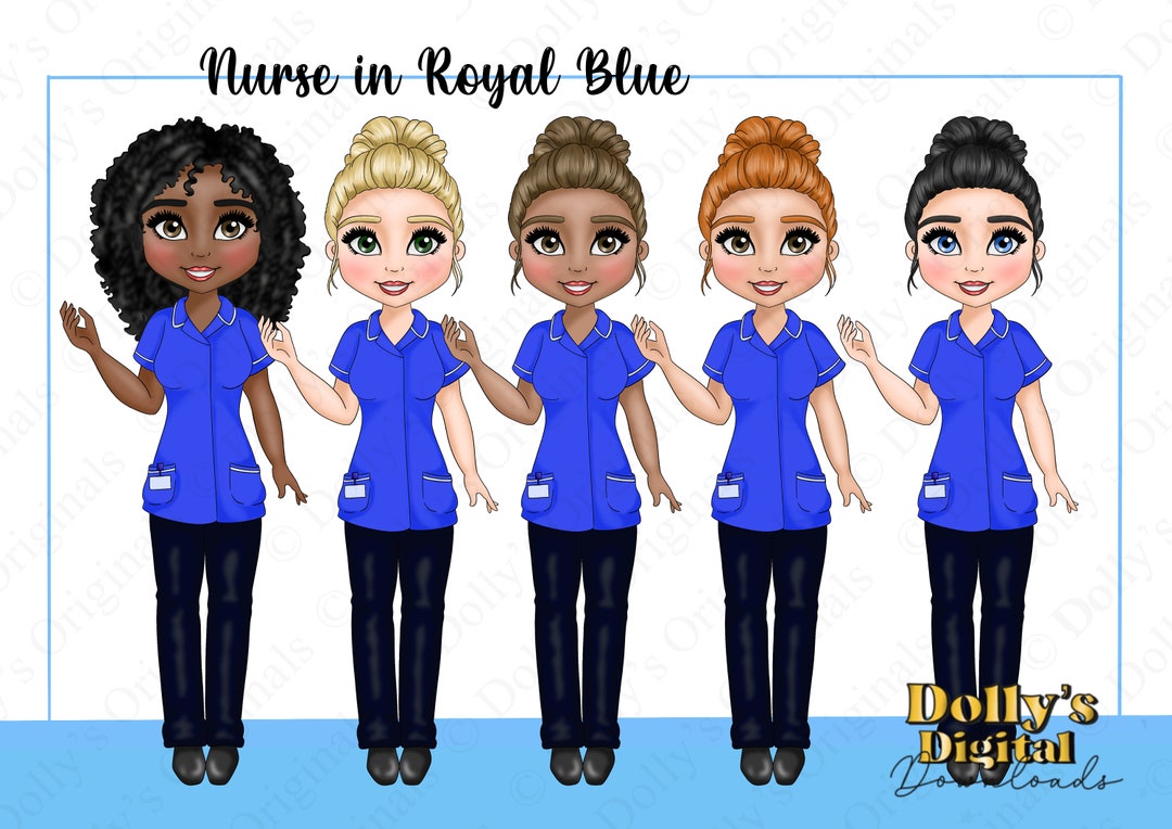 Nurse in Royal Blue Uniform PNG Clipart for Sublimation Planner Sticker ...