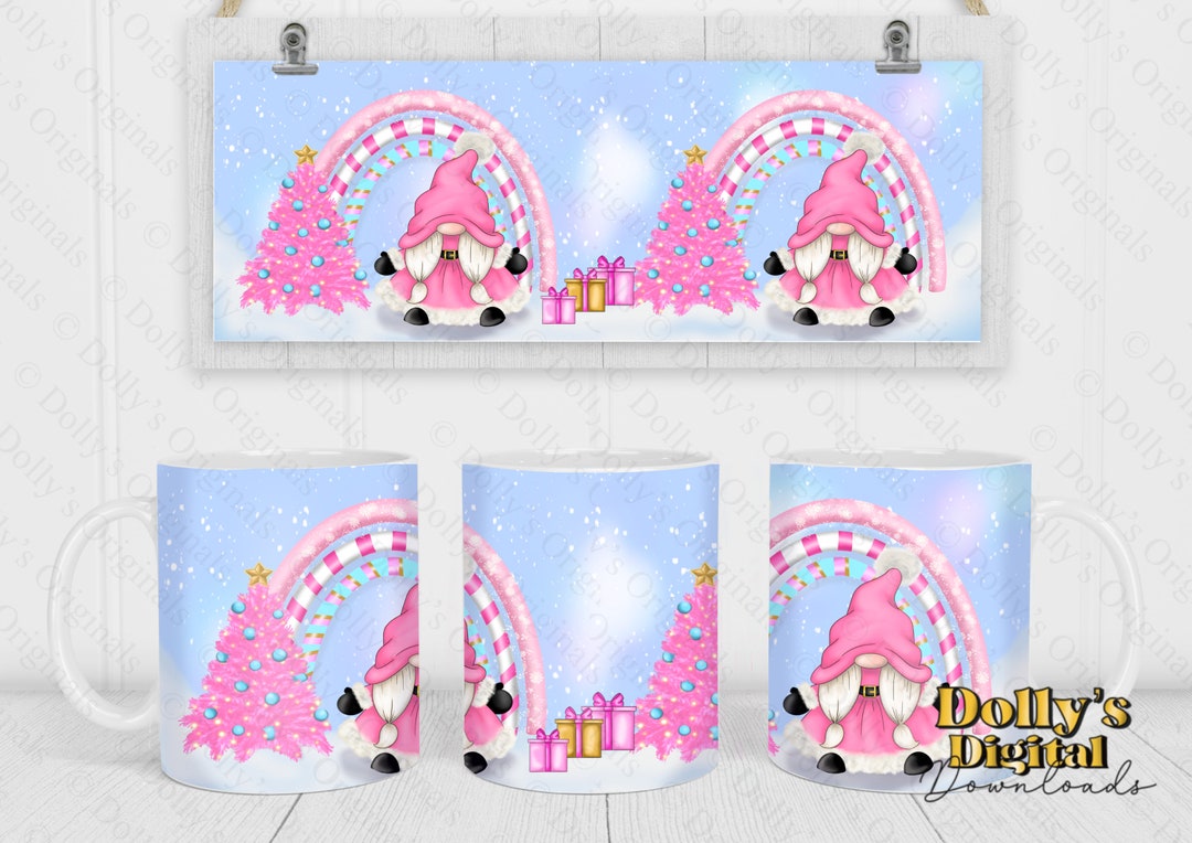 Pink Mrs Claus Gnome Christmas Mug Wrap for Sublimation - Etsy