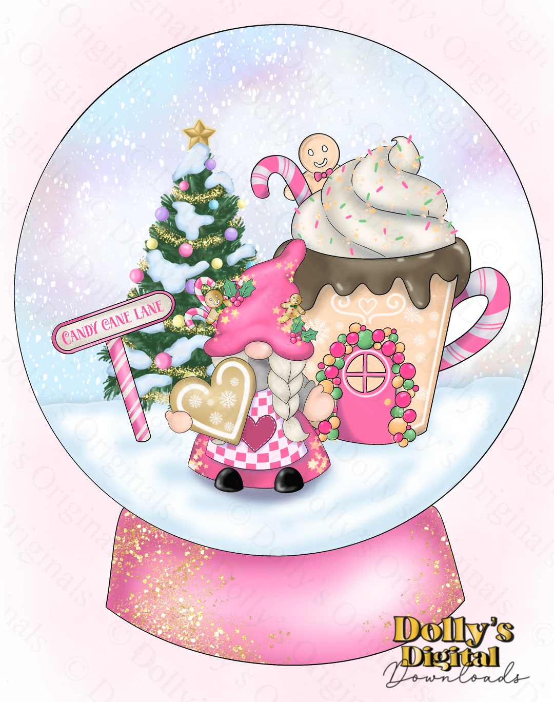 Christmas Candy Cane Gingerbread Gonk Gnome Snowglobe PNG Clipart ...