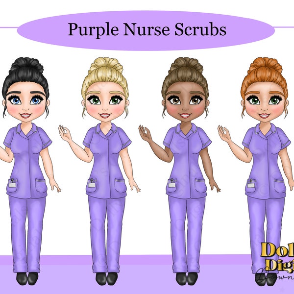 Purple Nurse Clipart - Etsy