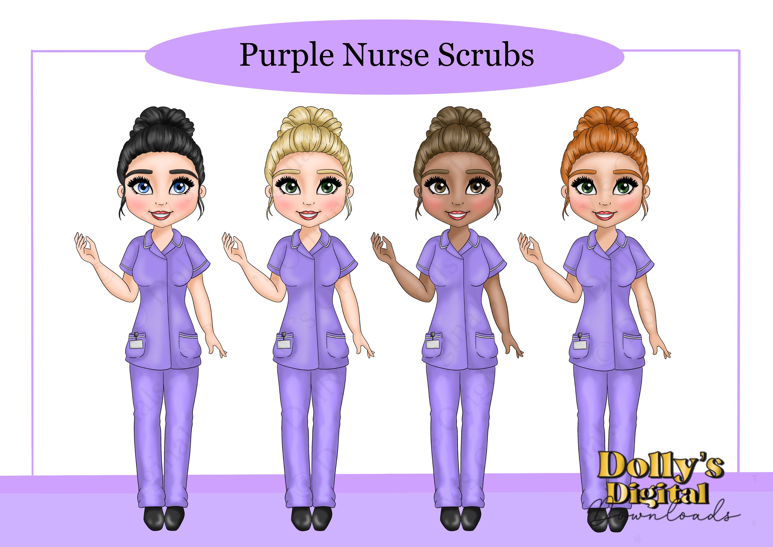 Cartoon Nurse In Scrubs