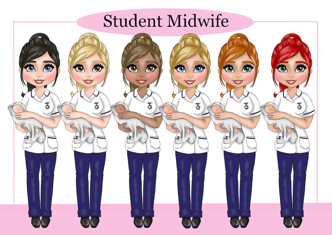 Student Midwife Character Bundle PNG para sublimación descarga digital ...
