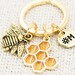 Personalized Honey Bee Keychain, Honey Comb Keyring, Bee Keeper Gifts ...