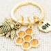 Personalized Honey Bee Keychain, Honey Comb Keyring, Bee Keeper Gifts ...