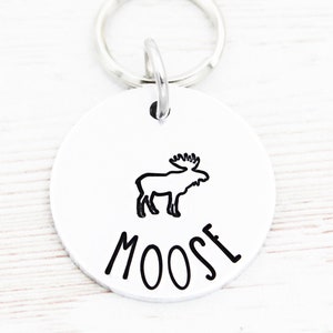 Moose Dog Name Tag, Moose Pet ID Tag, Moose Dog Collar ID Charm, Dog ...