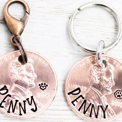 Penny Pet Name Tag Dog Name Tags Cat ID Tag Penny Dog | Etsy