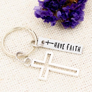 Have Faith Cross Keychain, Faith Keyring, Inspirational Gift, Christian ...