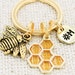 Personalized Honey Bee Keychain, Honey Comb Keyring, Bee Keeper Gifts ...