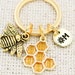 Personalized Honey Bee Keychain Honey Comb Keyring Bee - Etsy