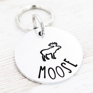 Moose Dog Name Tag, Moose Pet ID Tag, Moose Dog Collar ID Charm, Dog ...