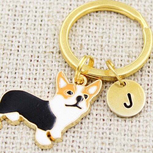 Custom Initial Corgi Keychain Corgi Keyring Dog Keychains - Etsy