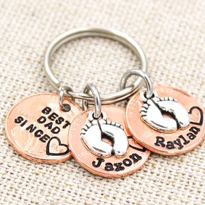 Personalized Dad Keychain, Best Dad Ever, Gift for Father, Custom Penny ...