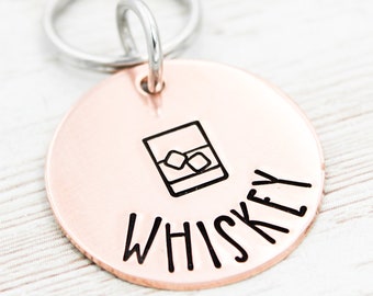 Name Tag for Dog Hand Stamped Pet ID Tag Whiskey - Etsy