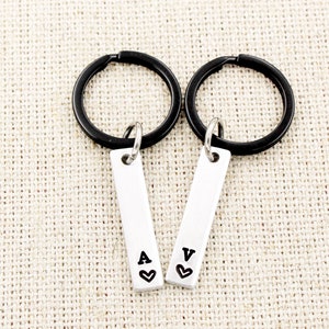 Couples Matching Keychain Set, Couples Initials Keychains, Simple ...