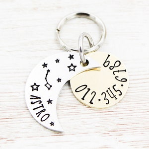 Crescent Moon Pet ID Tag, Sun and Moon Dog Tag, Stars Pet Tag, Moon Cat ...