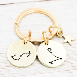 Dainty Zodiac Constellation Keychain, Zodiac Couples Keyring ...