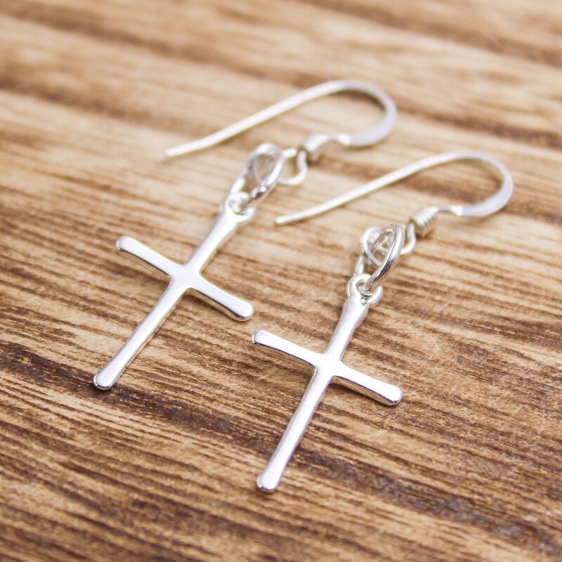 Silver Cross Earrings - Etsy