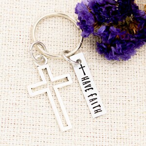 Have Faith Cross Keychain, Faith Keyring, Inspirational Gift, Christian ...