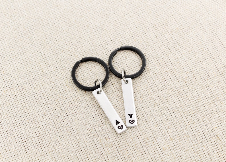Couples Matching Keychain Set Couples Initials Keychains | Etsy