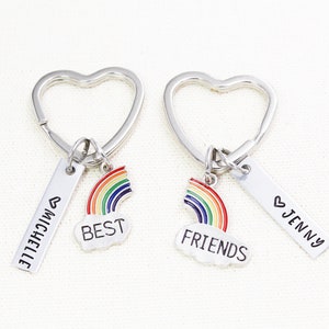 Personalized Best Friend Rainbow Keychain Set, Matching Friendship ...