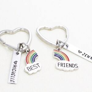 Personalized Best Friend Rainbow Keychain Set, Matching Friendship ...