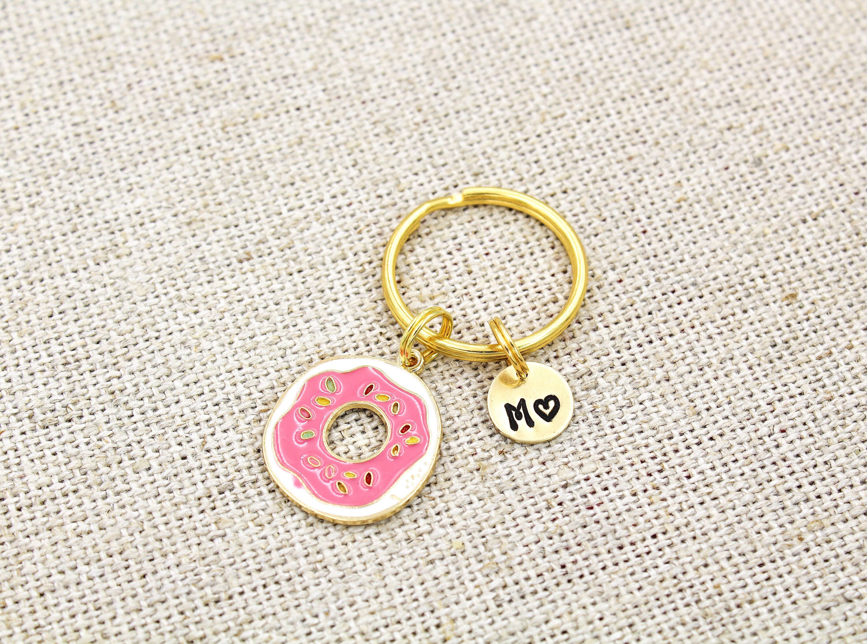 Pink Donut Initial Keychain Doughnut Keychain Donut Keyring - Etsy 日本