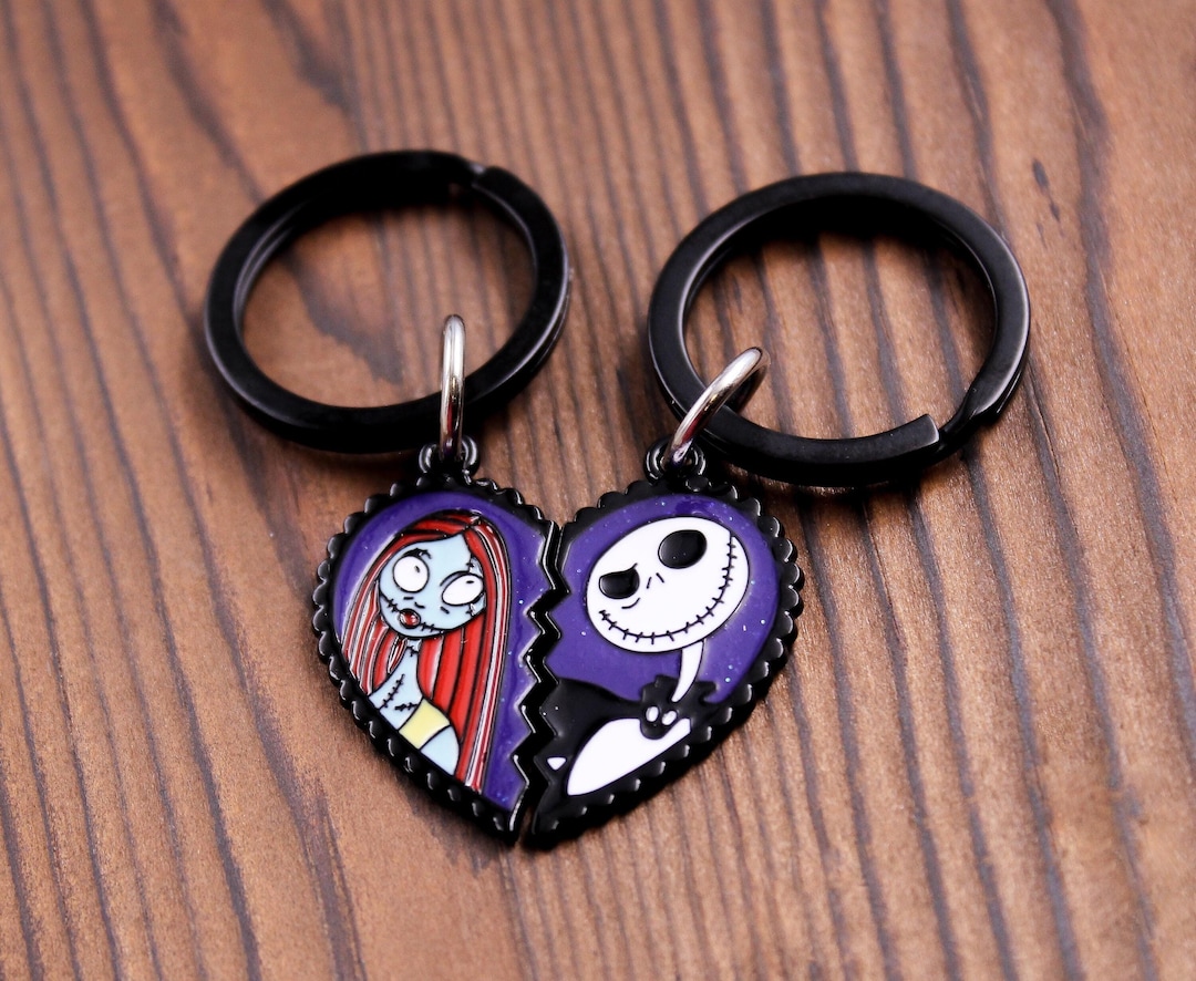 Connecting Heart Jack and Sally Keychain Set, Matching Nightmare Before ...