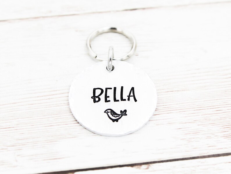 Bird Pet ID Tag Bird Cat Tag Minimalist Dog Tags Cat Collar | Etsy