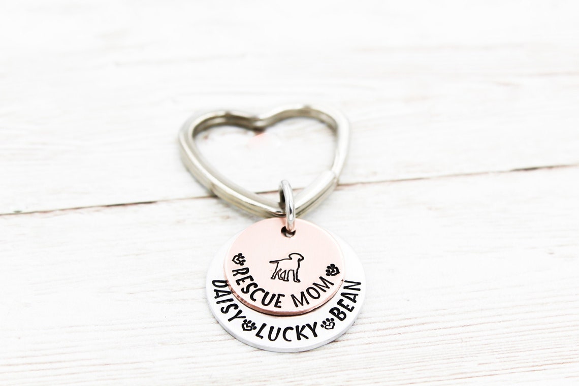 Personalized Rescue Mom Keychain Dog Rescue Mama Keyring | Etsy