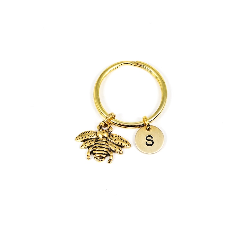 Dainty Honey Bee Keychain, Initial Keychain, Bee Keyring, Honey Bee ...