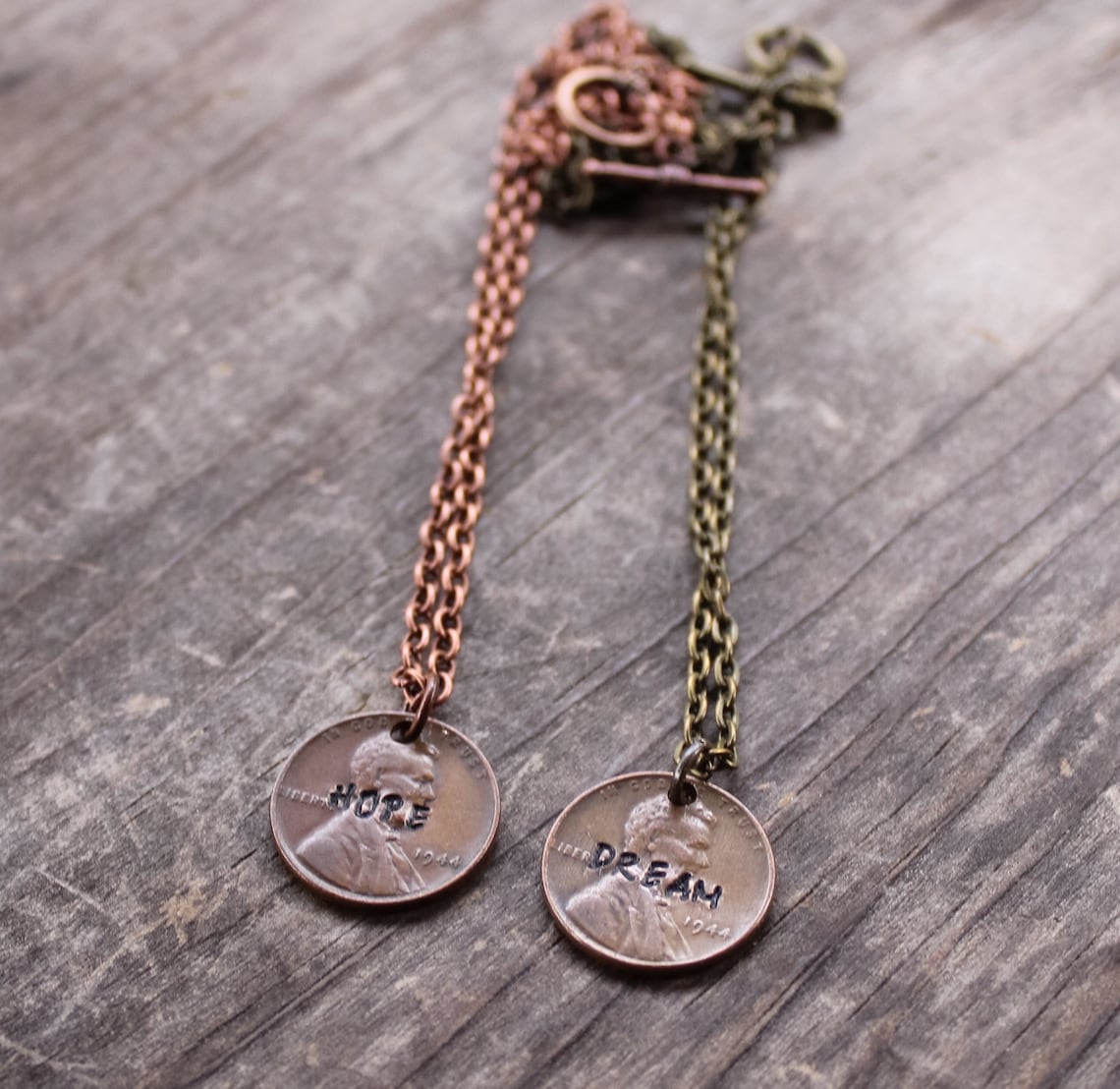 Penny Word Necklace Handstamped Penny Necklace Graduation - Etsy