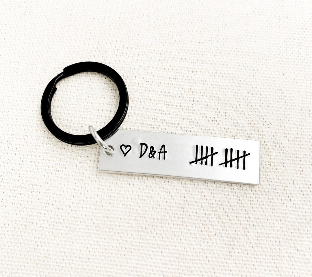 Custom Anniversary Keychain, Tally Marks Anniversary Present ...