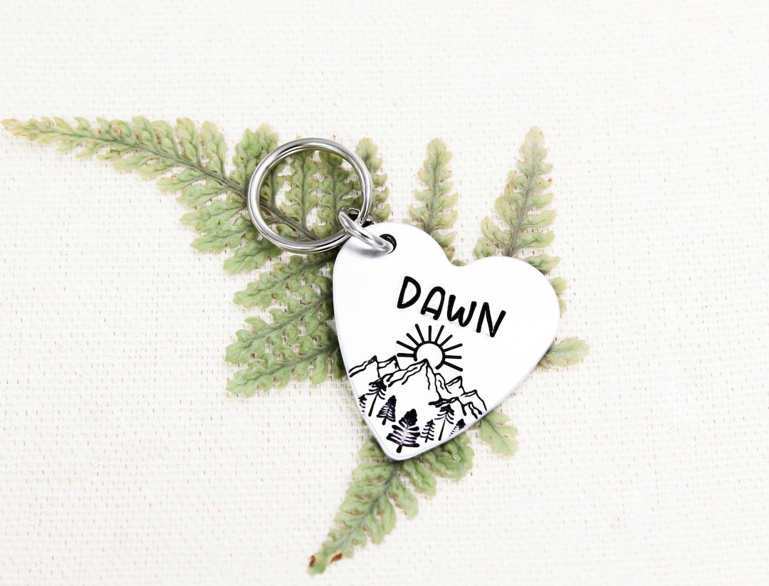 Mountains Pet Name Tag, Nature Inspired Dog Tag, Mountain Scene Dog ID ...