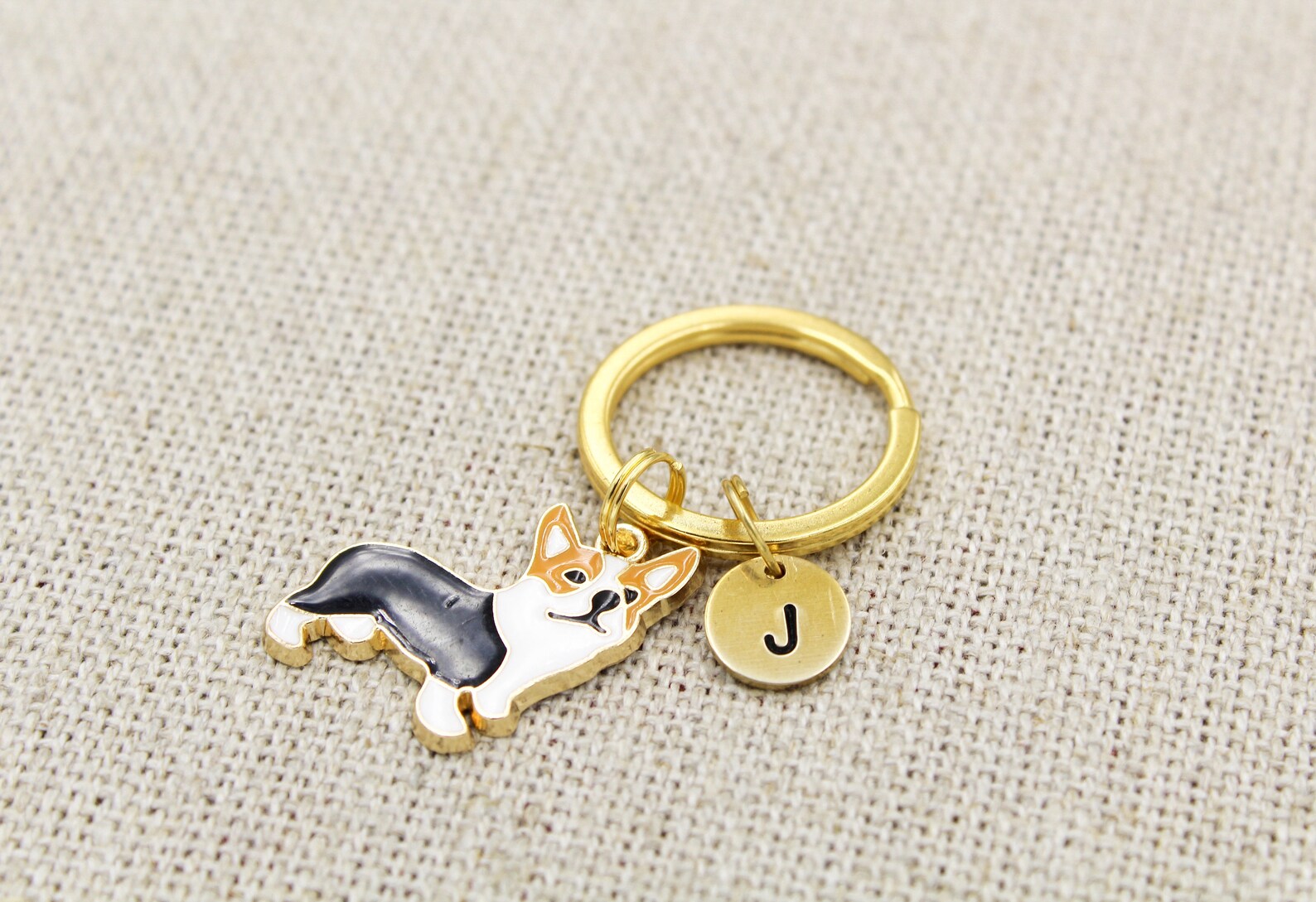 Custom Initial Corgi Keychain Corgi Keyring Dog Keychains | Etsy