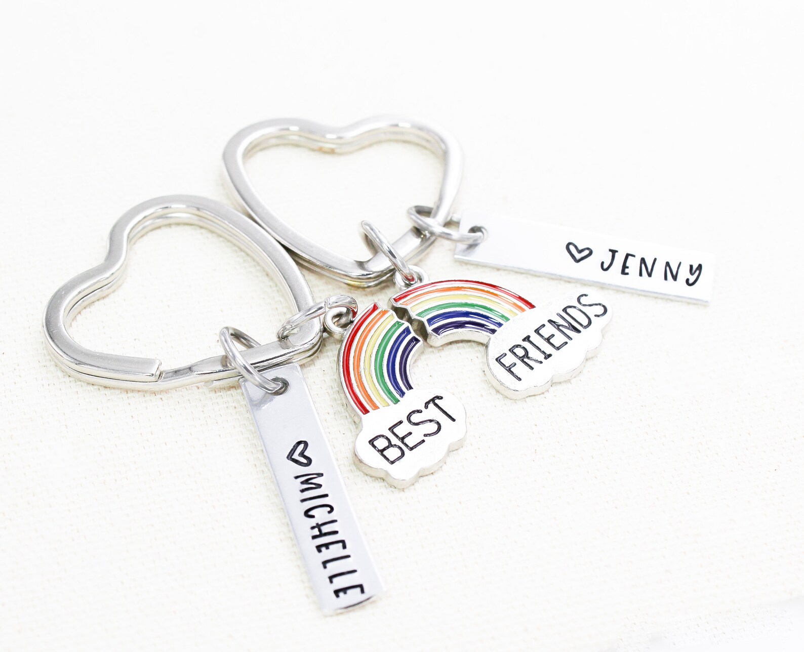 Personalized Best Friend Rainbow Keychain Set, Matching Friendship ...