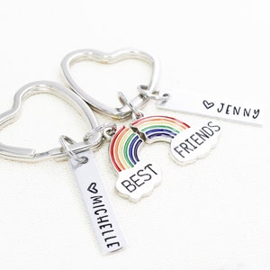 Personalized Best Friend Rainbow Keychain Set, Matching Friendship ...