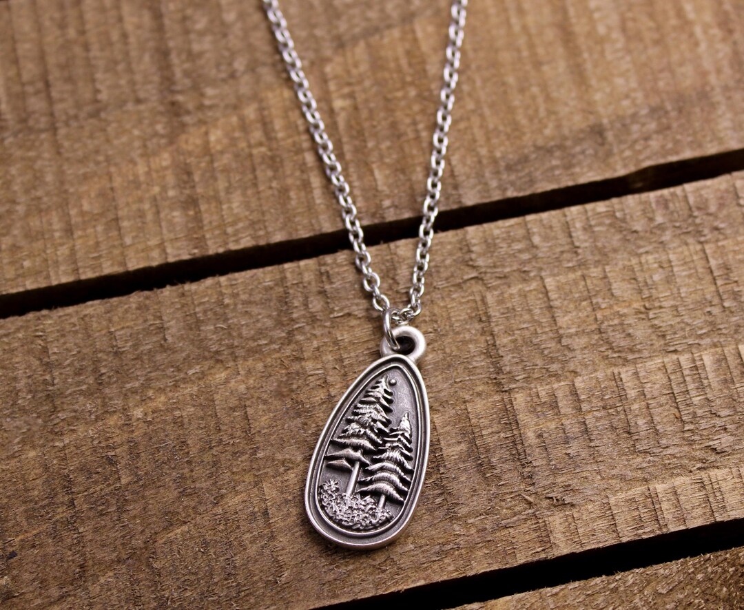 Rustic Pine Trees Charm Necklace, Forest Jewelry, Gift for Hikers ...