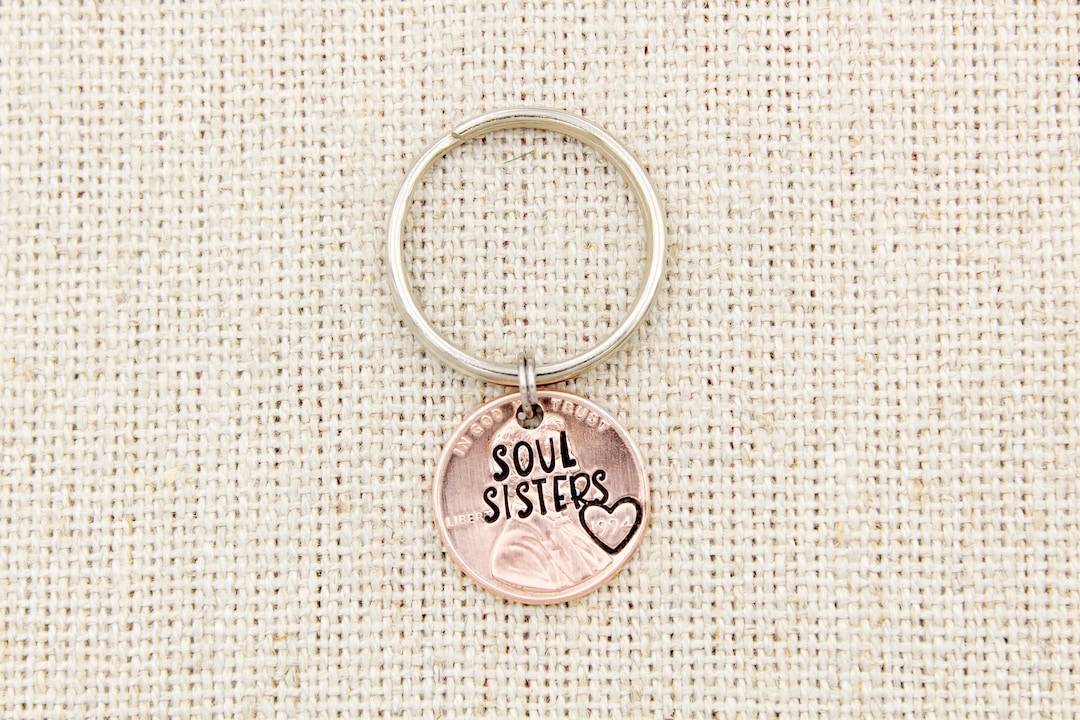 Soul Sisters Penny Keychain, Best Friend Keyring, Gift for Friend, BFF ...