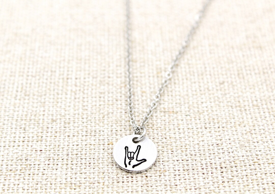 I Love You Hand Sign Necklace, ASL Jewelry, I Love You Sign Language ...