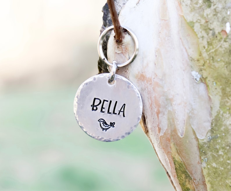Bird Pet ID Tag, Bird Cat Tag, Minimalist Dog Tags, Cat Collar Charm ...
