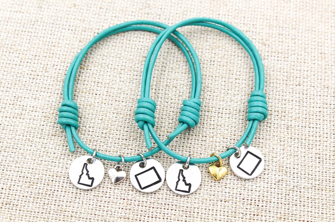 Long Distance Friendship Bracelet for 2, Matching State Bracelets ...