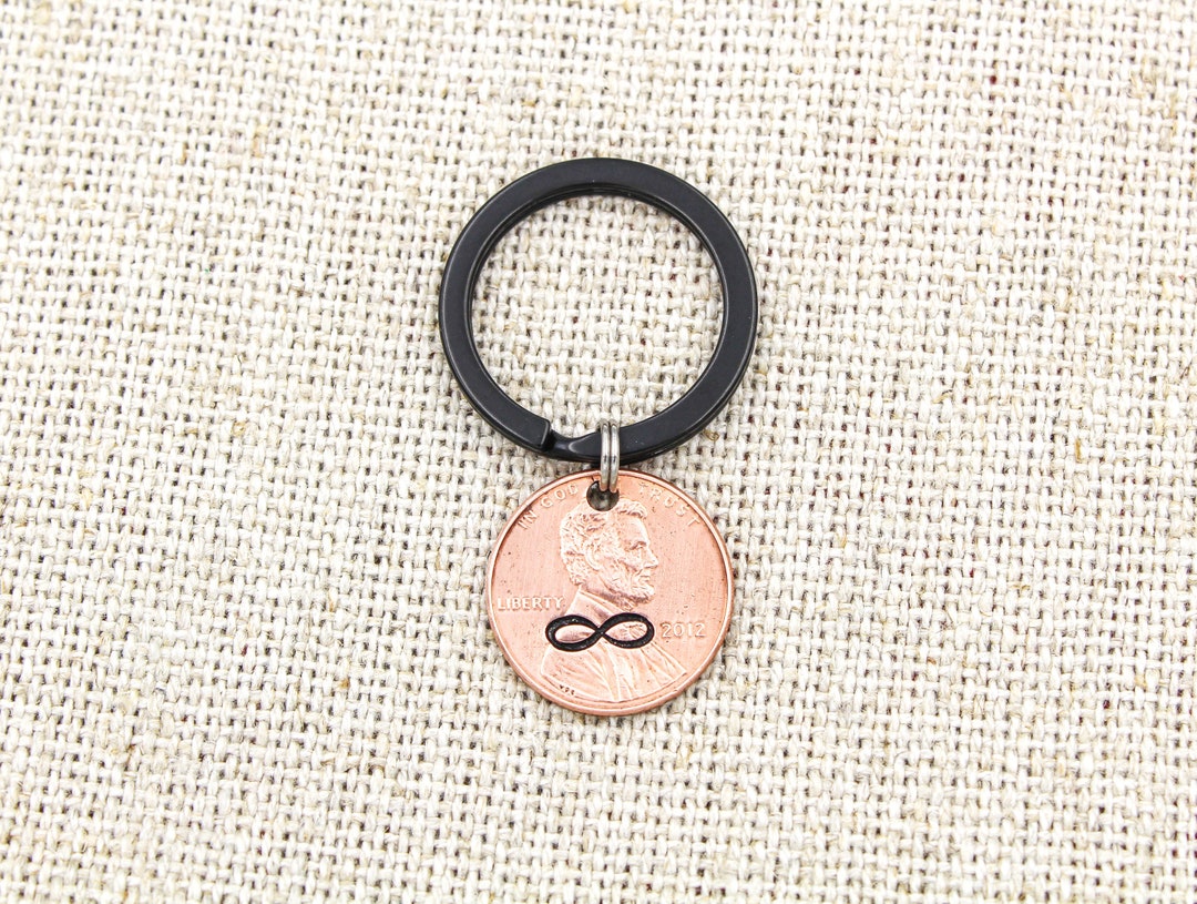 Infinity Symbol Keychain, Custom Penny Keyring, Couples Gifts, Gift for ...