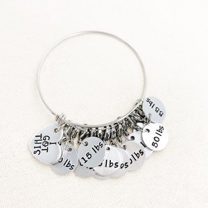 Weight Loss Tracker Bracelet, Weight Milestone Bangle Bracelet, Weight ...
