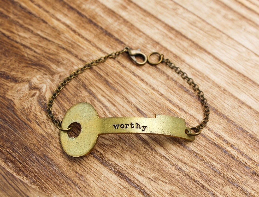 Vintage Key Bracelet With Your Custom Word, Antique Brass Key Bracelets ...