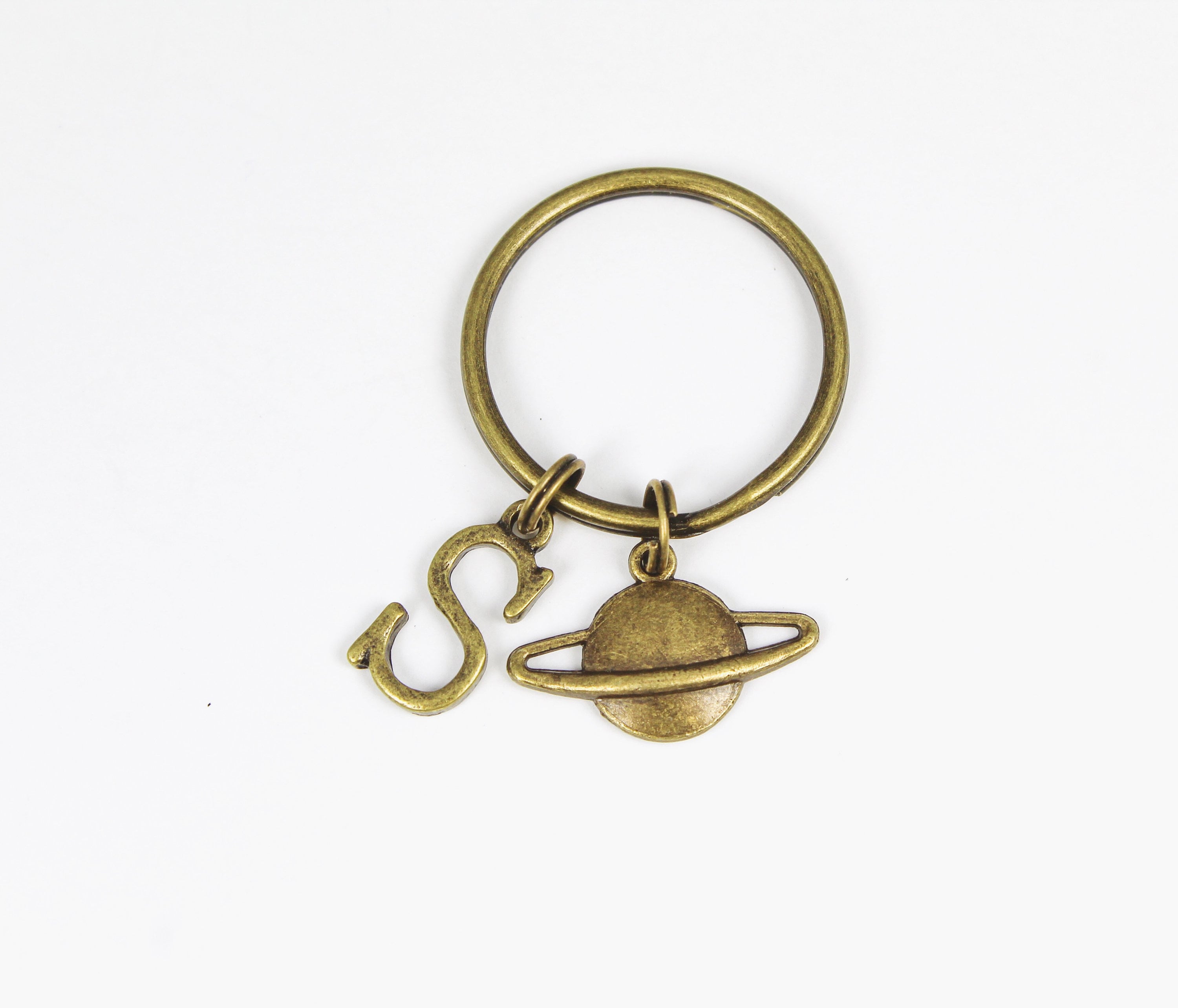 Dainty Saturn Keychain Initial Keychain Saturn Keyring | Etsy