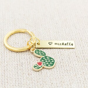 Cactus Name Keychain, Custom Name Keyring, Cactus Purse Charm, Cactus ...